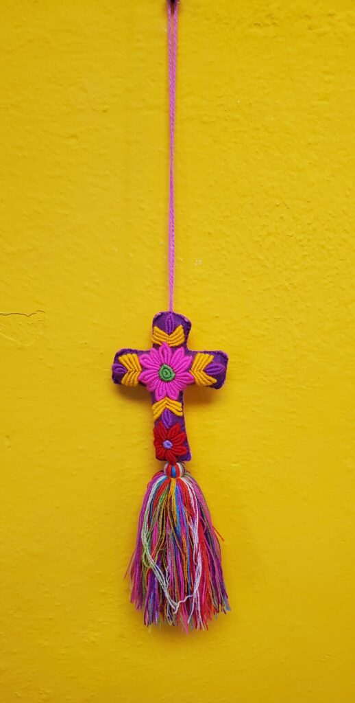 Hanging cross, hand embroidered - Talavera Decor & More